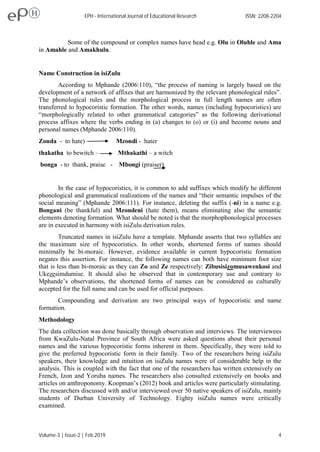 Hypocoristics in isi Zulu anthroponomy | PDF