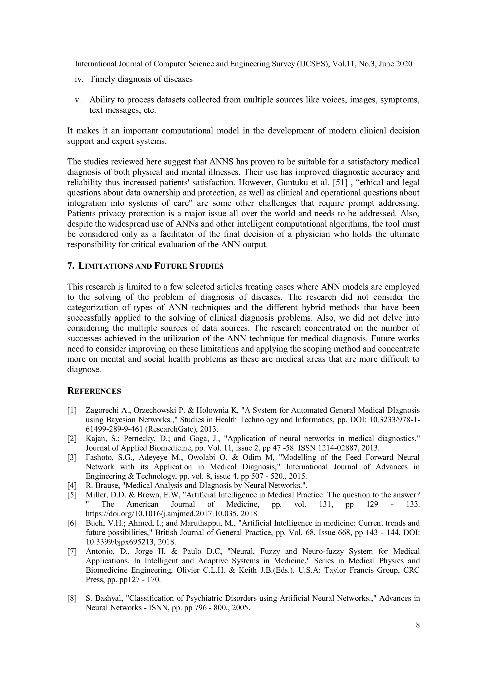 ARTIFICIAL NEURAL NETWORKS FOR MEDICAL DIAGNOSIS: A REVIEW OF RECENT ...