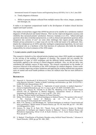 ARTIFICIAL NEURAL NETWORKS FOR MEDICAL DIAGNOSIS: A REVIEW OF RECENT ...