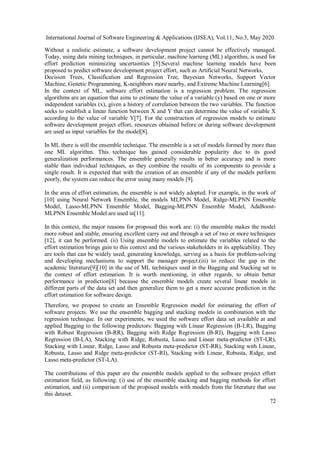 ENSEMBLE REGRESSION MODELS FOR SOFTWARE DEVELOPMENT EFFORT ESTIMATION: A COMPARATIVE STUDY | PDF