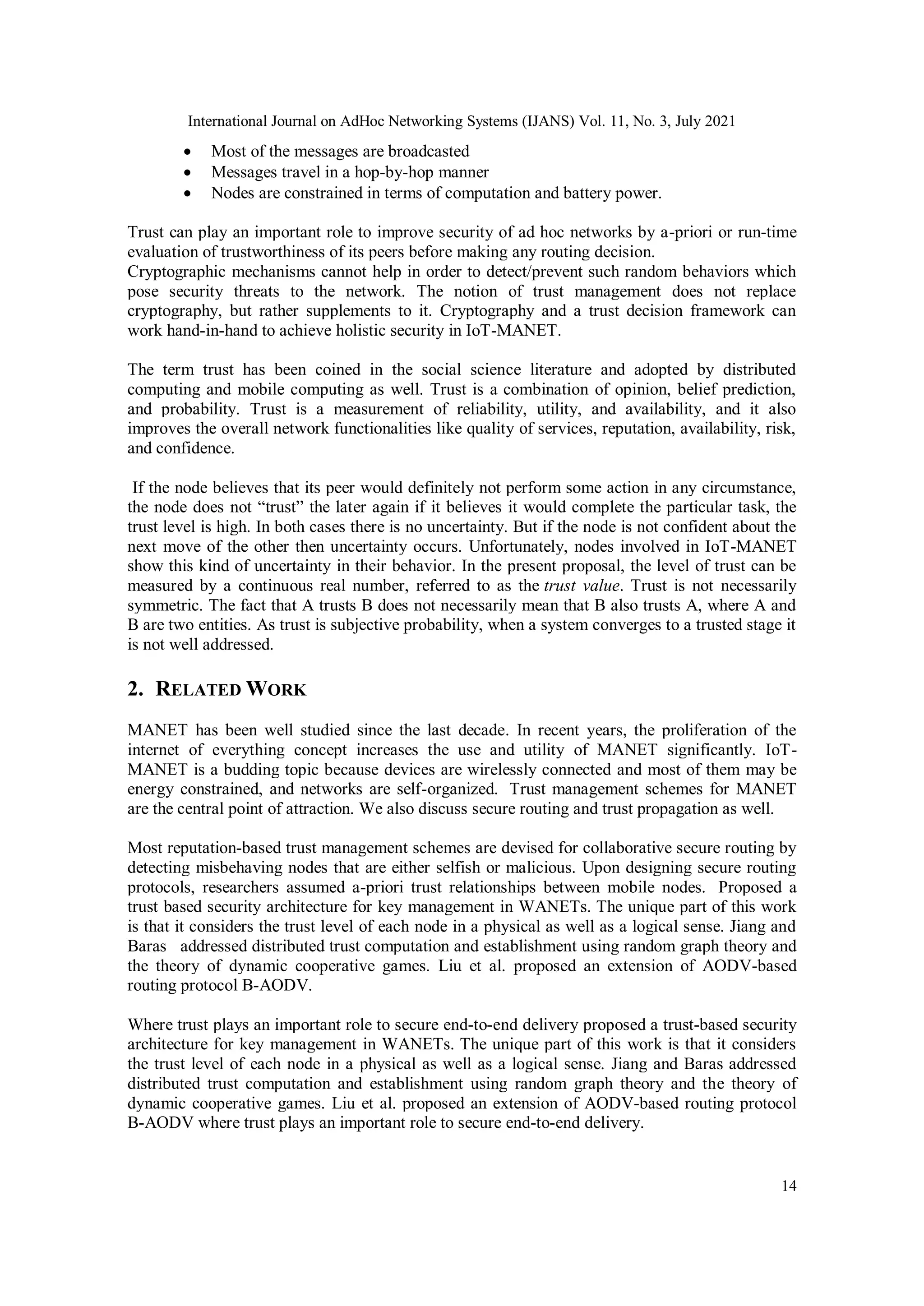 A Trust Based Predictive Model For Mobile Ad Hoc Networks Pdf Computer Networking Computing