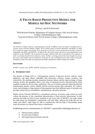 A Trust-Based Predictive Model for Mobile Ad Hoc Networks | PDF | Computer Networking | Computing