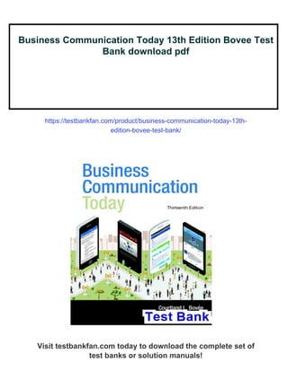 Business Communication Today 13th Edition Bovee Test Bank | PDF