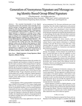 Generation of Anonymous Signature and Message using Identity Based ...