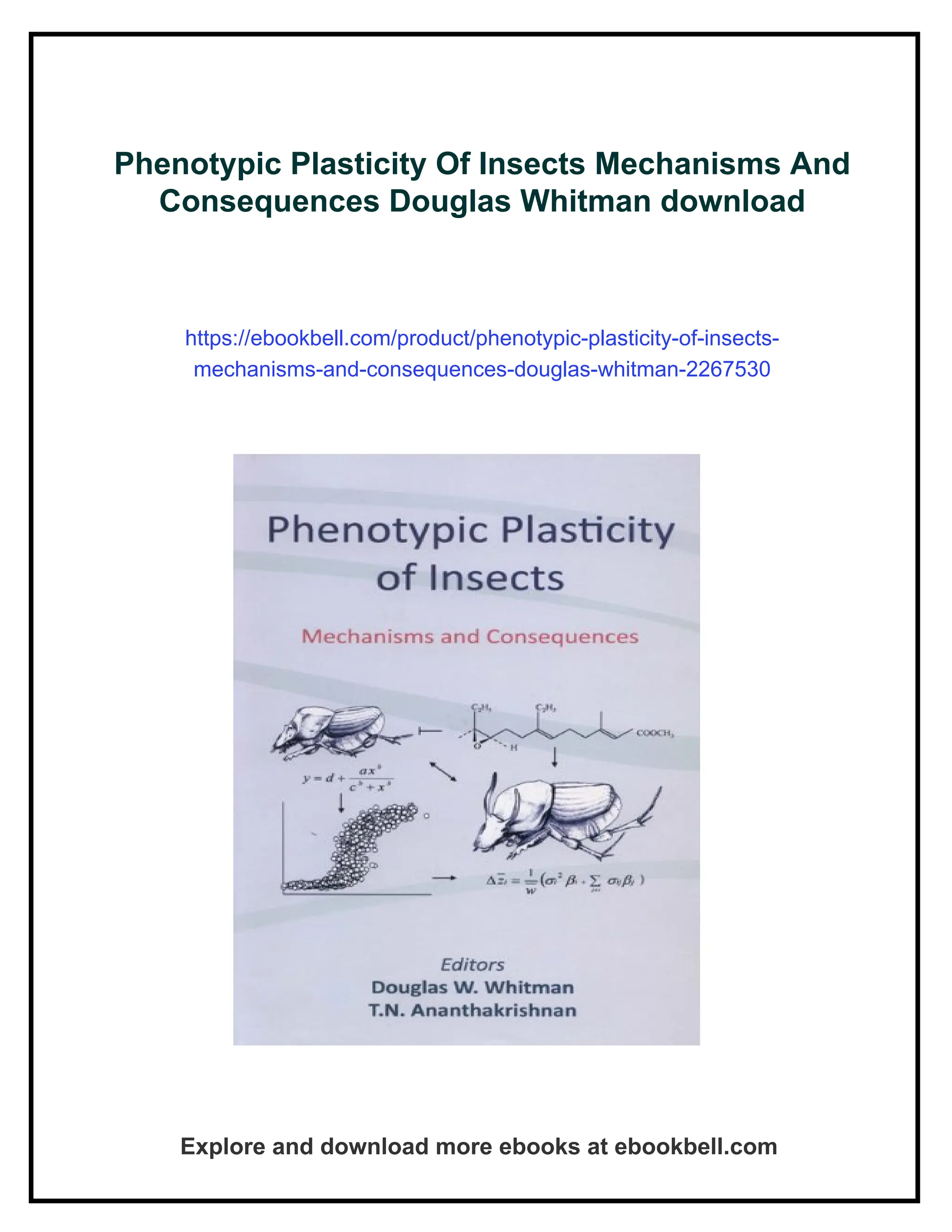 Phenotypic Plasticity Of Insects Mechanisms And Consequences Douglas ...