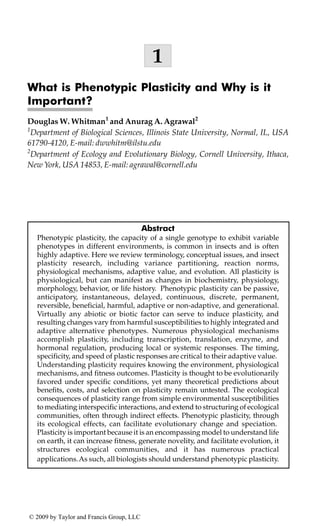 Phenotypic Plasticity Of Insects Mechanisms And Consequences Douglas ...