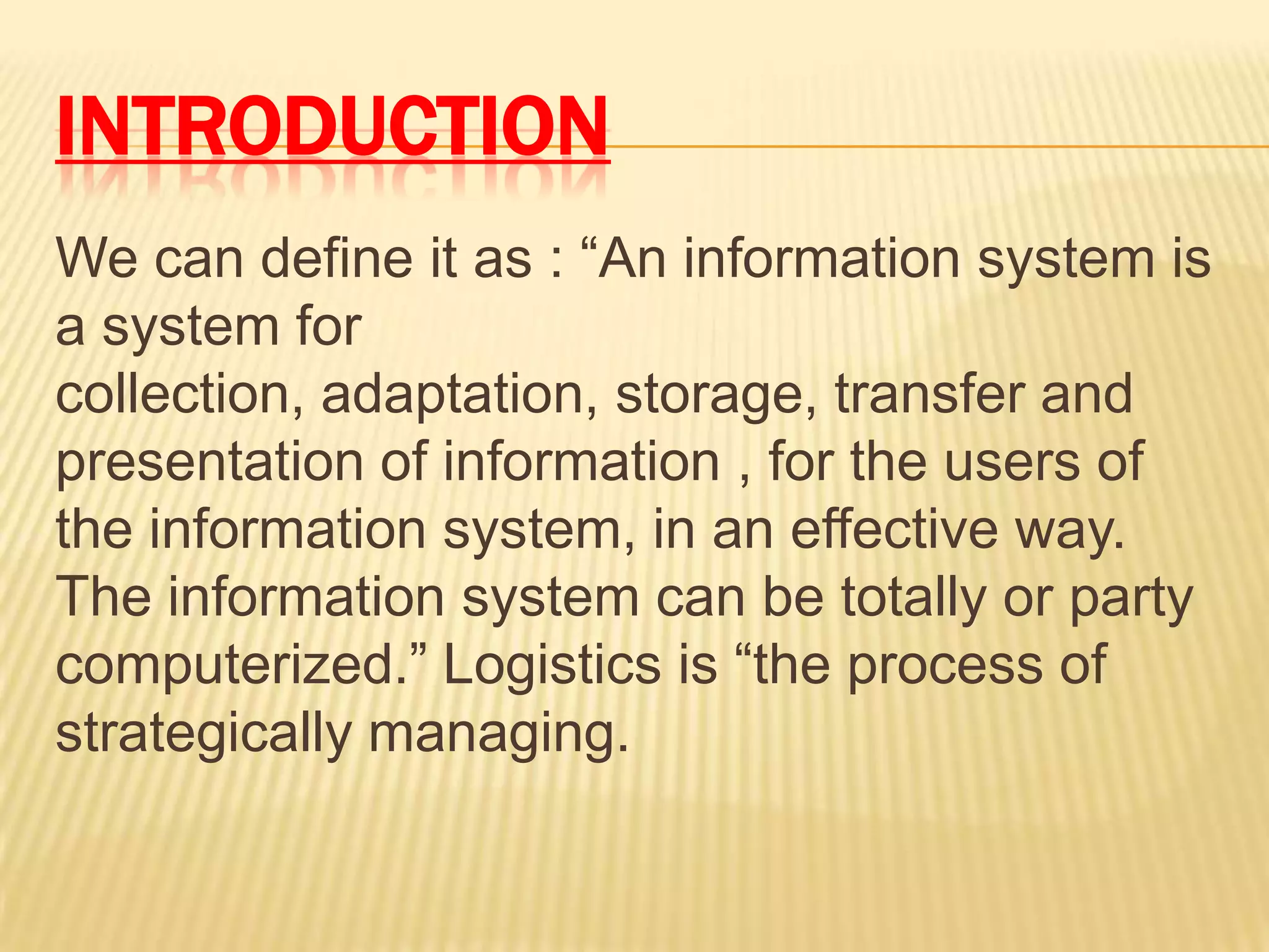 Logistics Information System | PPTX