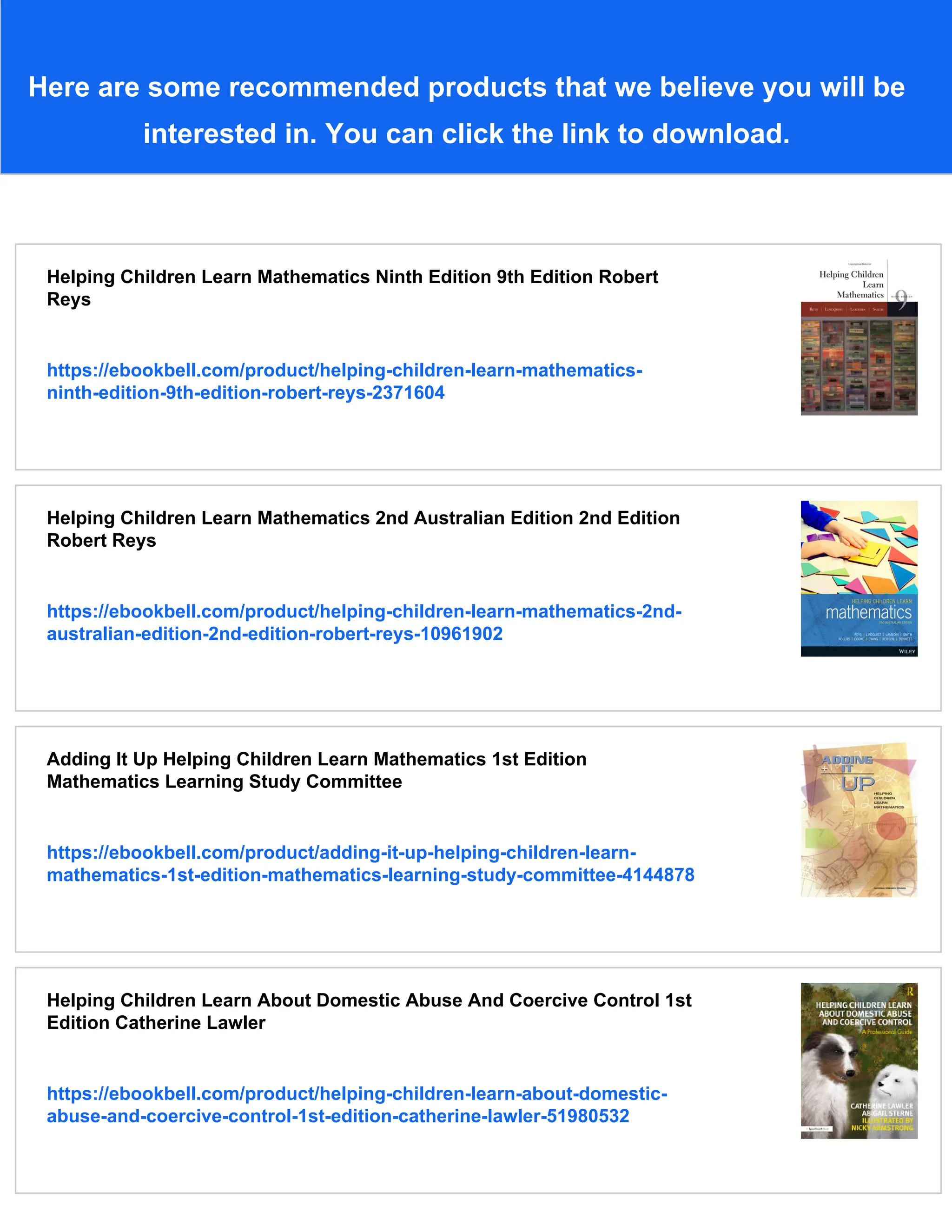 Helping Children Learn Mathematics Jeremy Kilpatrick National Research ...