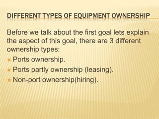 Management of Port Equipment | PPTX