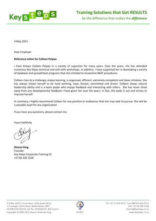 Training Solutions Get RESULTS Reference Letter | PDF