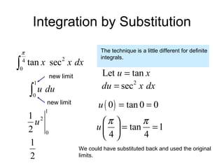 Integration By Substitution Formula