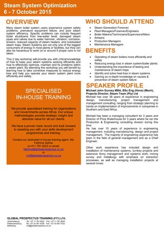 Steam System Optimization | PDF | Business | Business and Finance