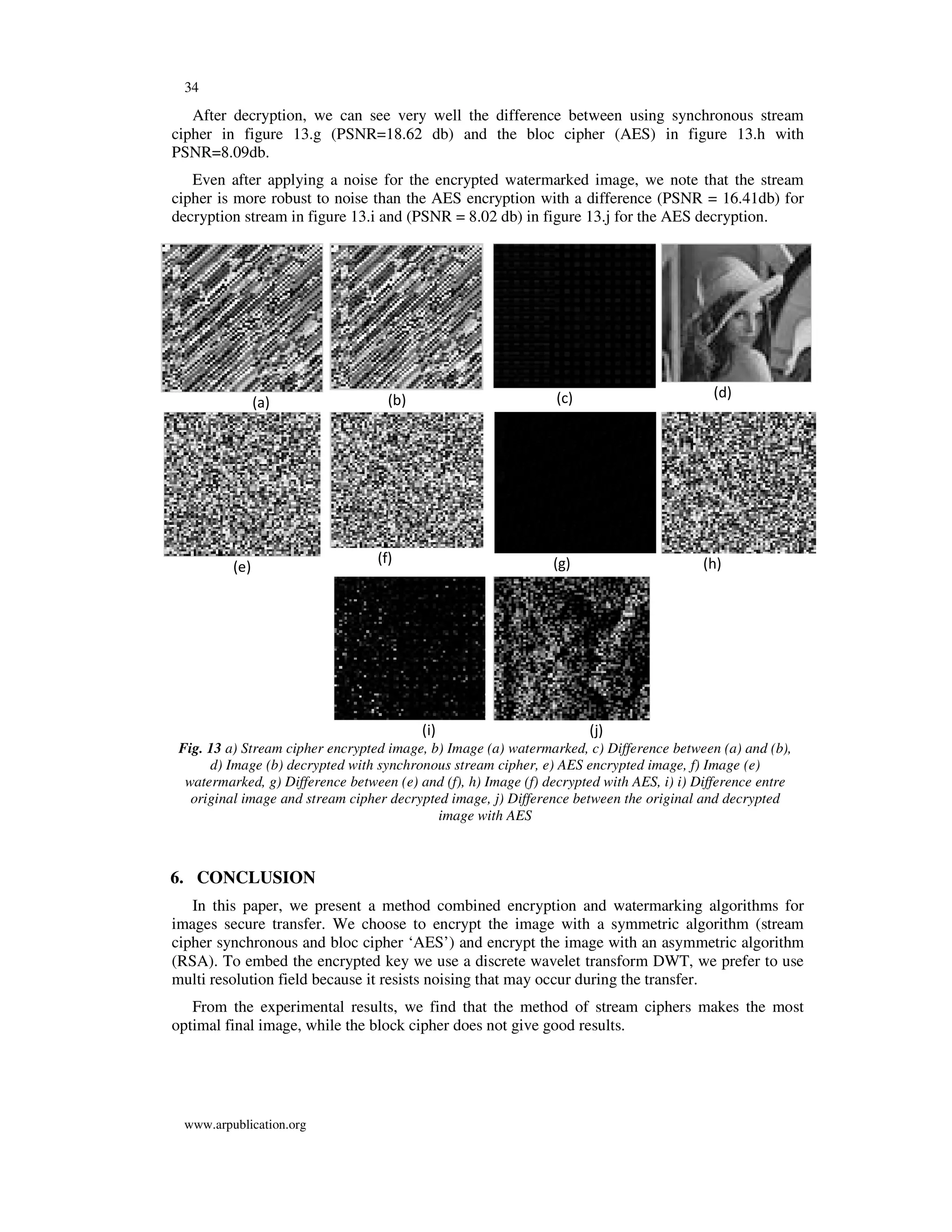 A Joint Encryption/Watermarking Algorithm for Secure Image Transfer | PDF