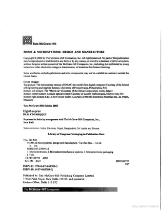 Mems Microsystems Design And Manufacture Tairan Hsu | PDF