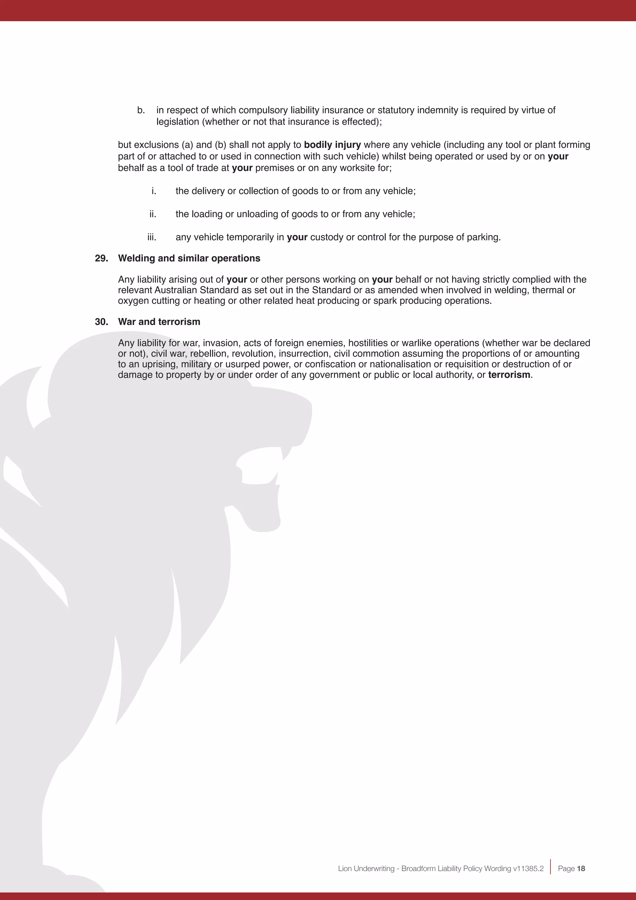 Lion Underwriting Broadform Liability Policy | PDF