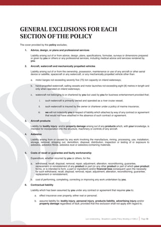 Lion Underwriting Broadform Liability Policy | PDF