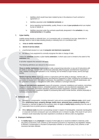 Lion Underwriting Broadform Liability Policy | PDF