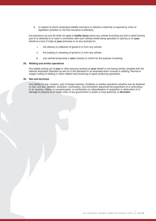Lion Underwriting Broadform Liability Policy | PDF