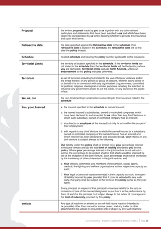 Lion Underwriting Broadform Liability Policy | PDF