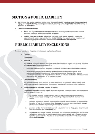 Lion Underwriting Broadform Liability Policy | PDF