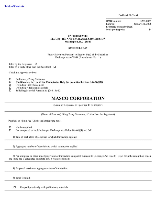 masco Proxy Statements 2006- | PDF