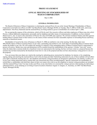 masco Proxy Statements 2006- | PDF