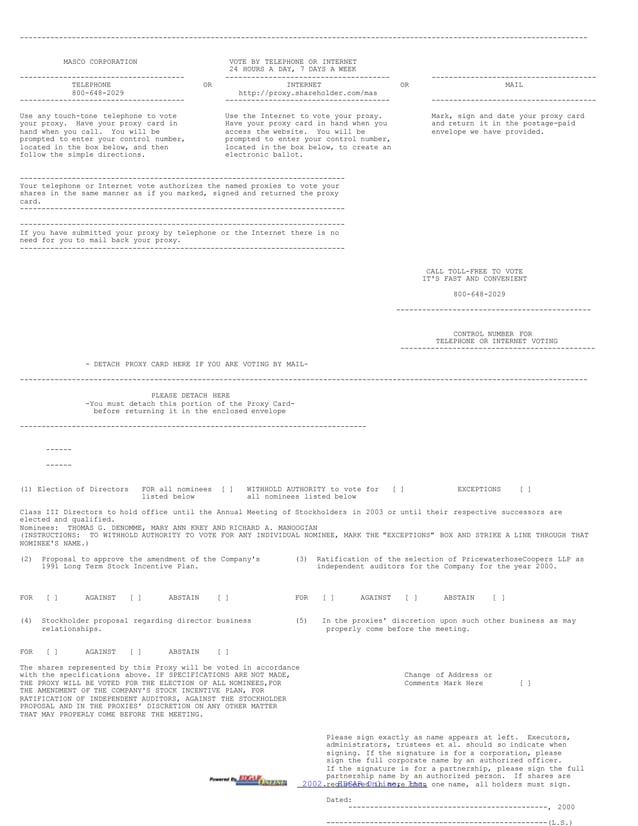 masco Proxy Statements 2000- | PDF