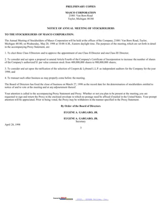 masco Proxy Statements 1998- | PDF