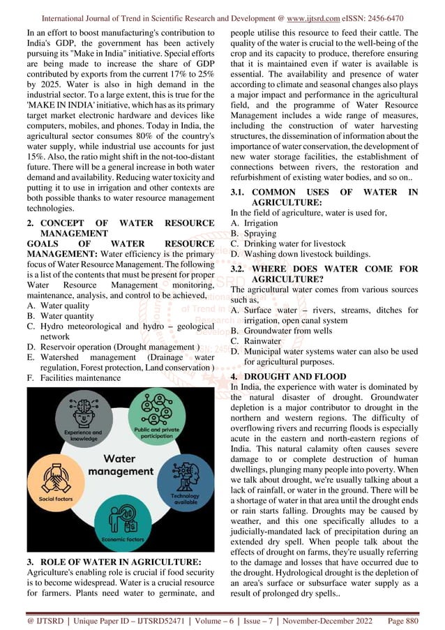 A Study on Water Resource Management and its Issues in India | PDF