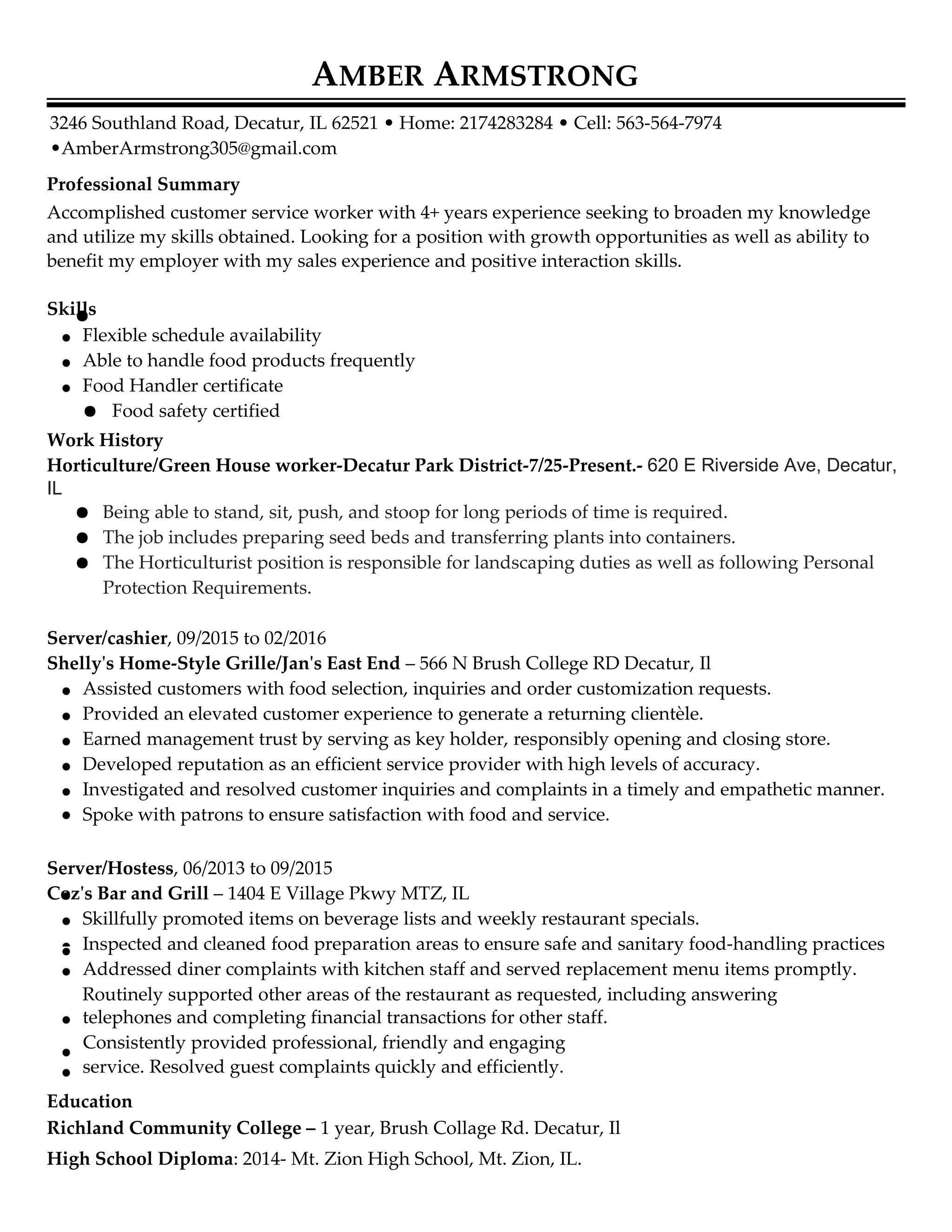 Amber Armstrong Resume | PDF