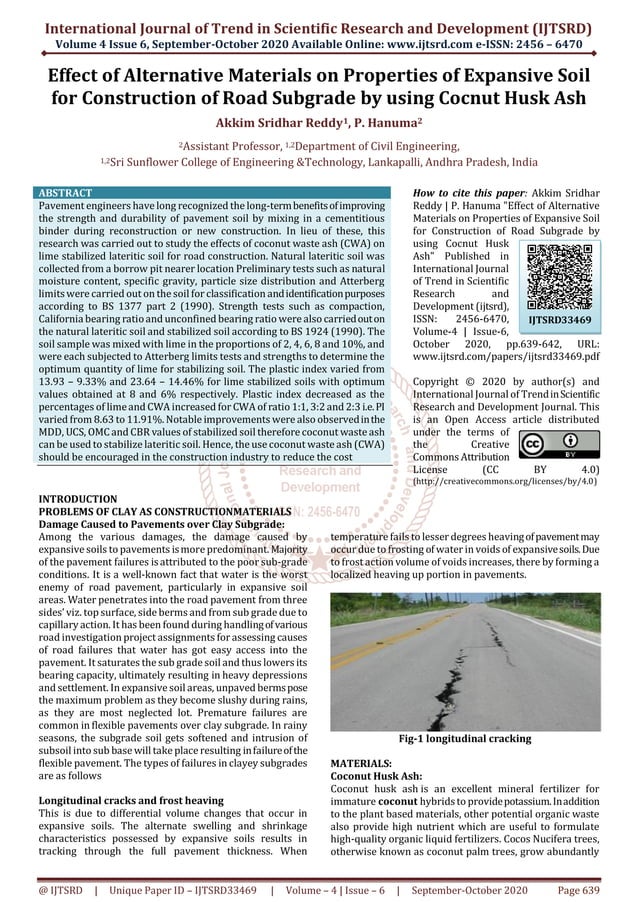 Effect of Alternative Materials on Properties of Expansive Soil for ...