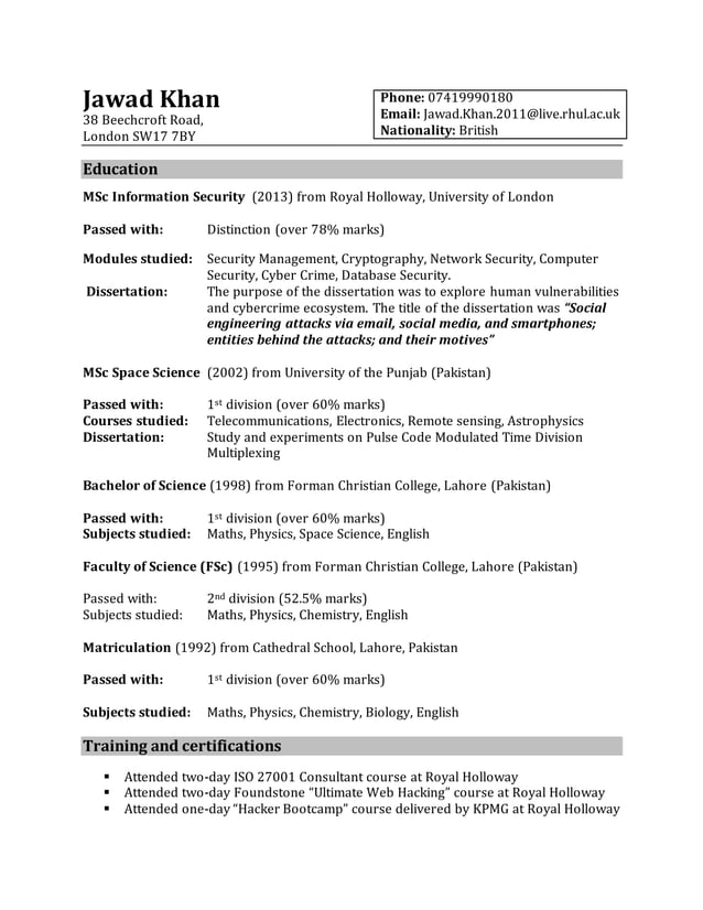 JAWAD KHAN CV | DOCX