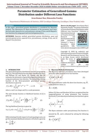 Parameter Estimation of Generalized Gamma Distribution under Different Loss Functions | PDF