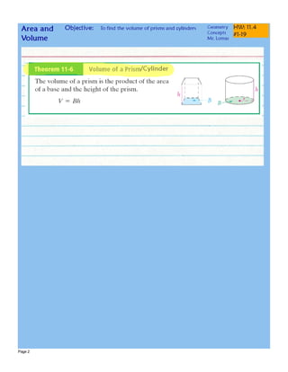11-4 Volume of Prisms and Cylinders Concepts.pdf | Books and Literature