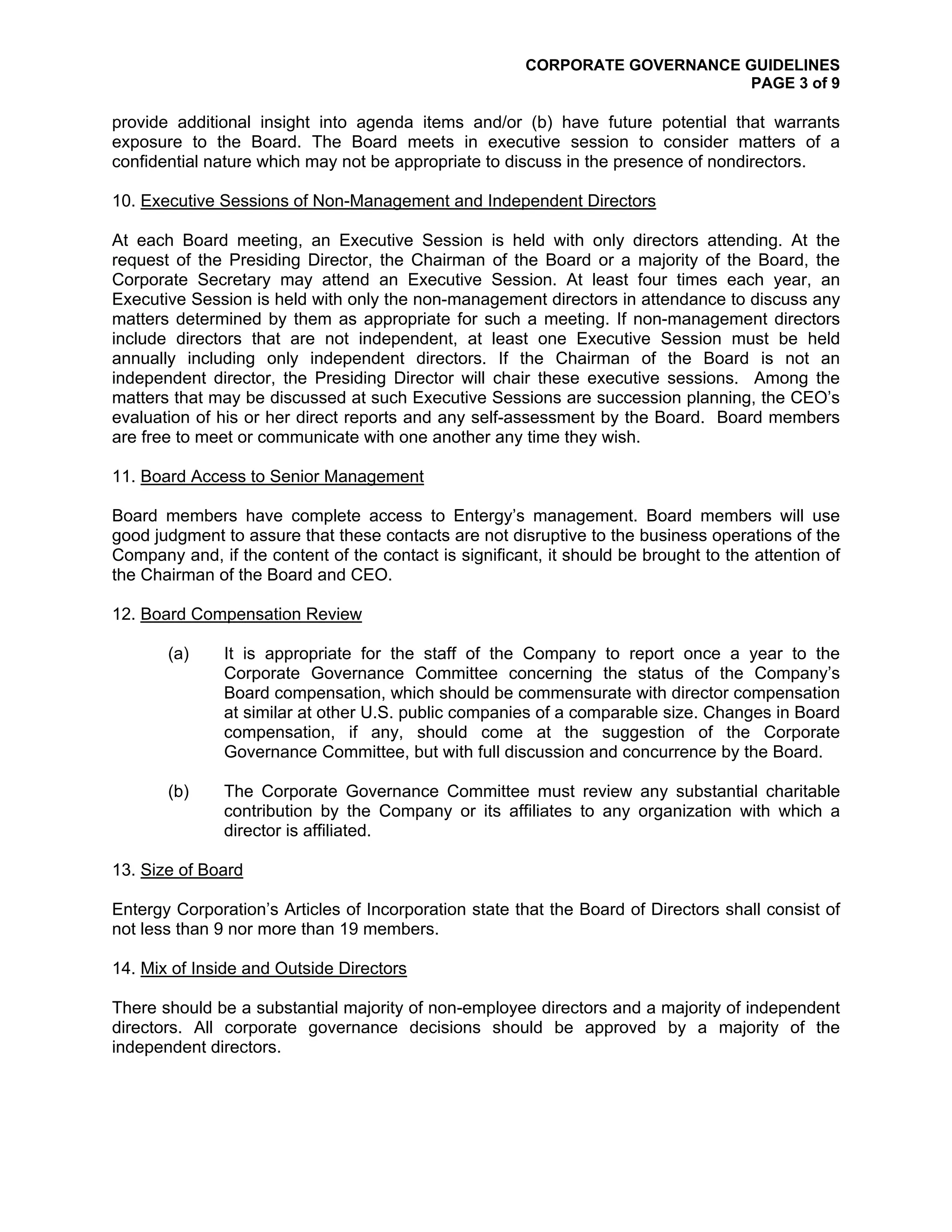 entergy Corporate Governance Guidelines-Jan2007 | PDF