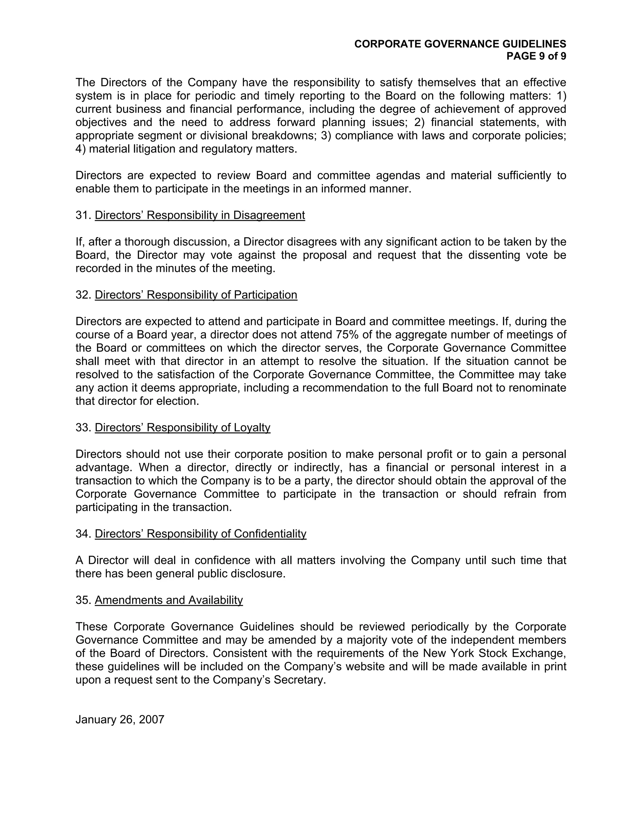 entergy Corporate Governance Guidelines-Jan2007 | PDF