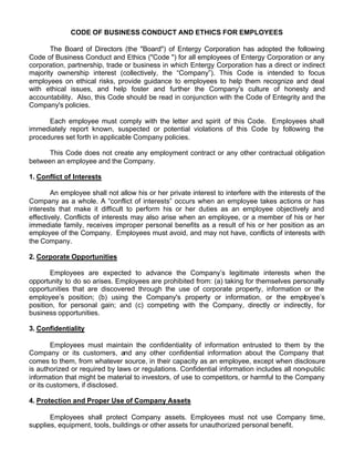 entergy Codeof Conduct employees | PDF