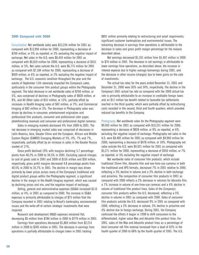 Kodak Annual Report2001 | PDF