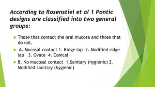 pontics in the prosthetic dentistry | PPTX