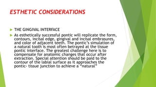pontics in the prosthetic dentistry | PPTX