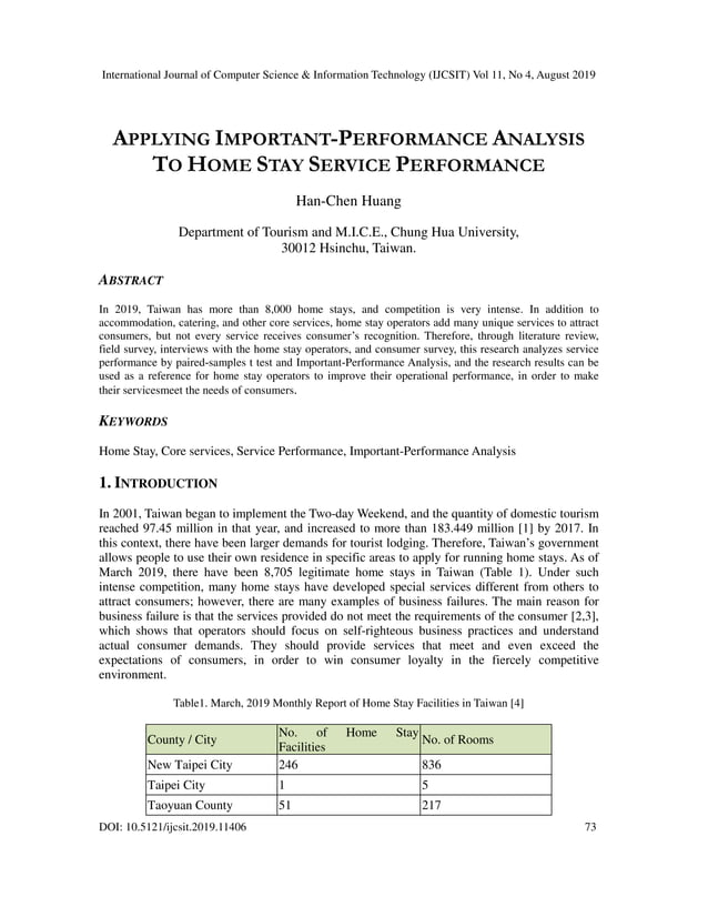 Applying Important-Performance Analysis to Home Stay Service ...