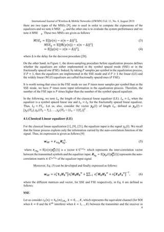 Analysis of Fractionally Spaced Widely Linear Equalization over Frequency Selective Channels ...