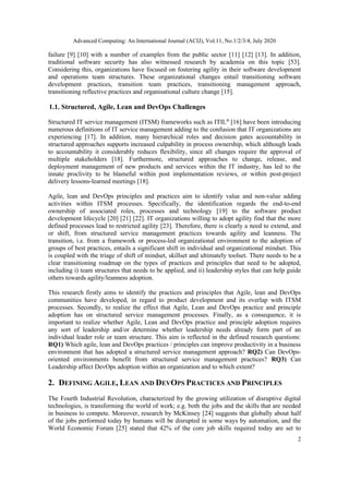 EXPLORING THE LINK BETWEEN LEADERSHIP AND DEVOPS PRACTICE AND PRINCIPLE ADOPTION | PDF