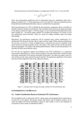 CPU HARDWARE CLASSIFICATION AND PERFORMANCE PREDICTION USING NEURAL NETWORKS AND STATISTICAL ...