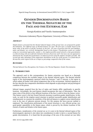 Gender Discrimination based on the Thermal Signature of the Face and ...
