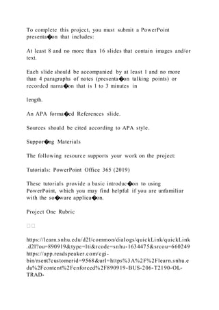 11421, 154 PM Project One Guidelines and Rubric - BUS-206-T | PDF
