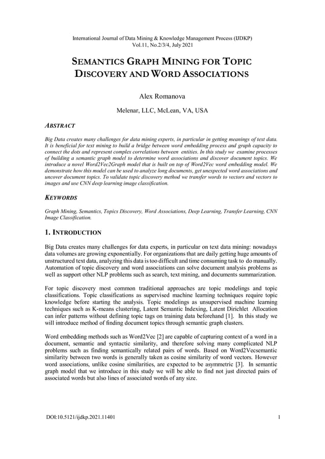 SEMANTICS GRAPH MINING FOR TOPIC DISCOVERY AND WORD ASSOCIATIONS | PDF