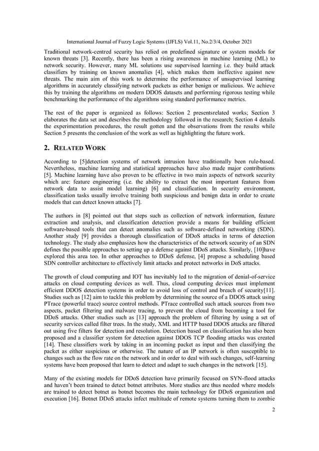 DDOS ATTACK DETECTION ON INTERNET OF THINGS USING UNSUPERVISED ALGORITHMS | PDF