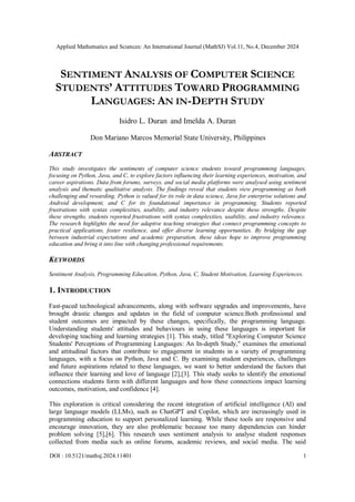 SENTIMENT ANALYSIS OF COMPUTER SCIENCE STUDENTS’ ATTITUDES TOWARD ...