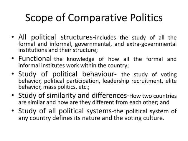 11425733451. Nature and Scope of Comparative Politics.gkjha.pptx | Politics